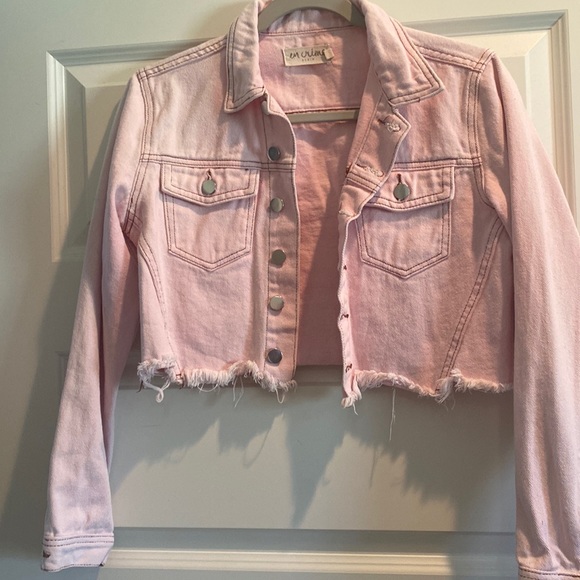 En Creme | Jackets & Coats | Crop Pink Denim Jacket | Poshmark